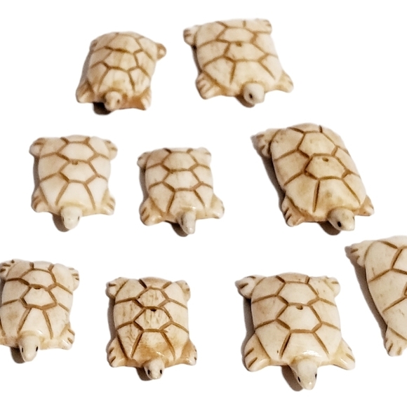 Source Unknown | Jewelry | 9 Vintage Hand Carved Bone Turtles For ...